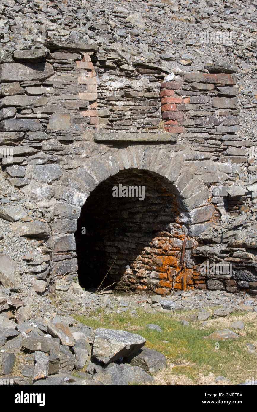 Entrance to Bonsall's Lefel Fawr at Cwmystwyth silver lead mines Stock ...