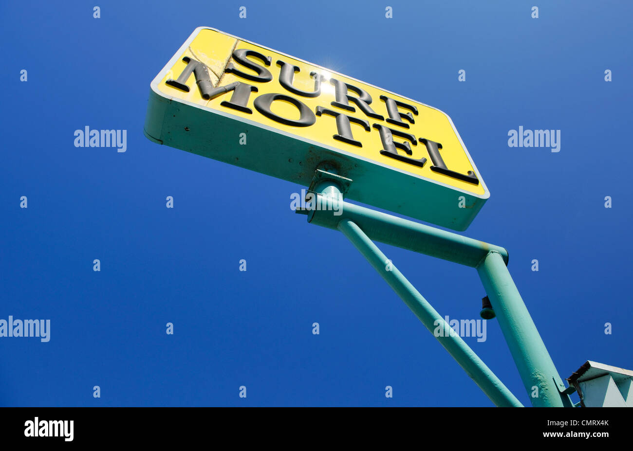 American California motel signs against blue sky Stock Photo - Alamy