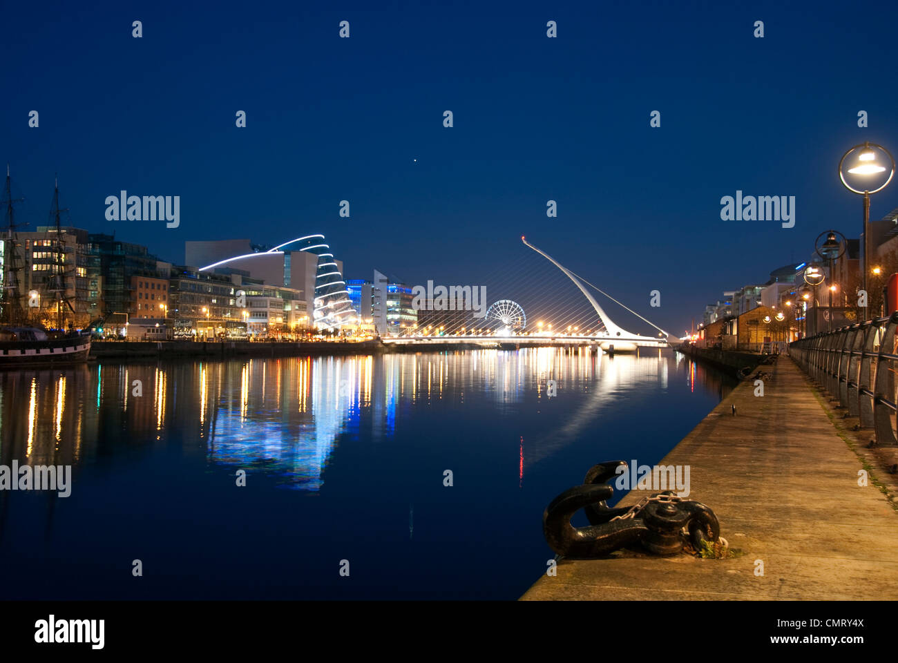 Dublin city docklands seen at night Stock Photo - Alamy