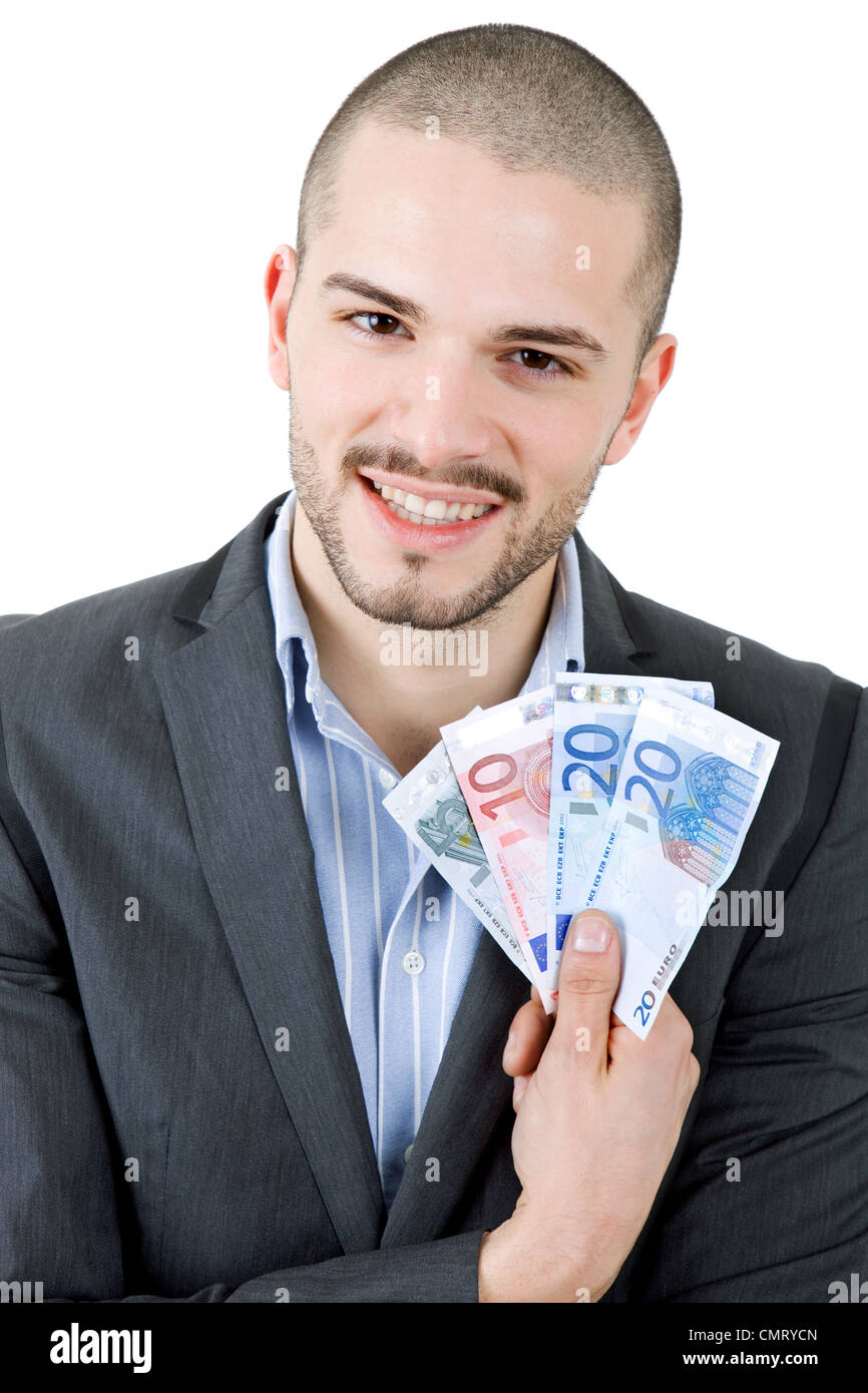 young casual man with lots of money Stock Photo - Alamy