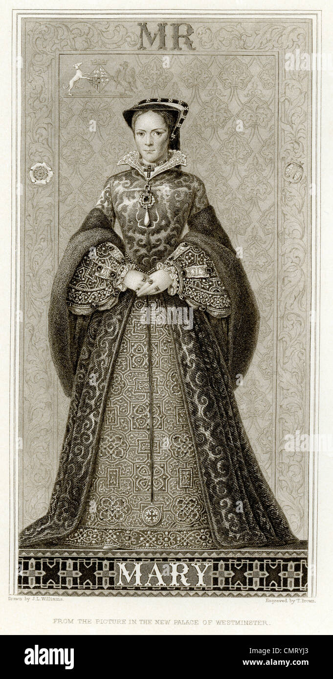 Portrait of Queen Mary from the picture in the Palace of Westminster ...