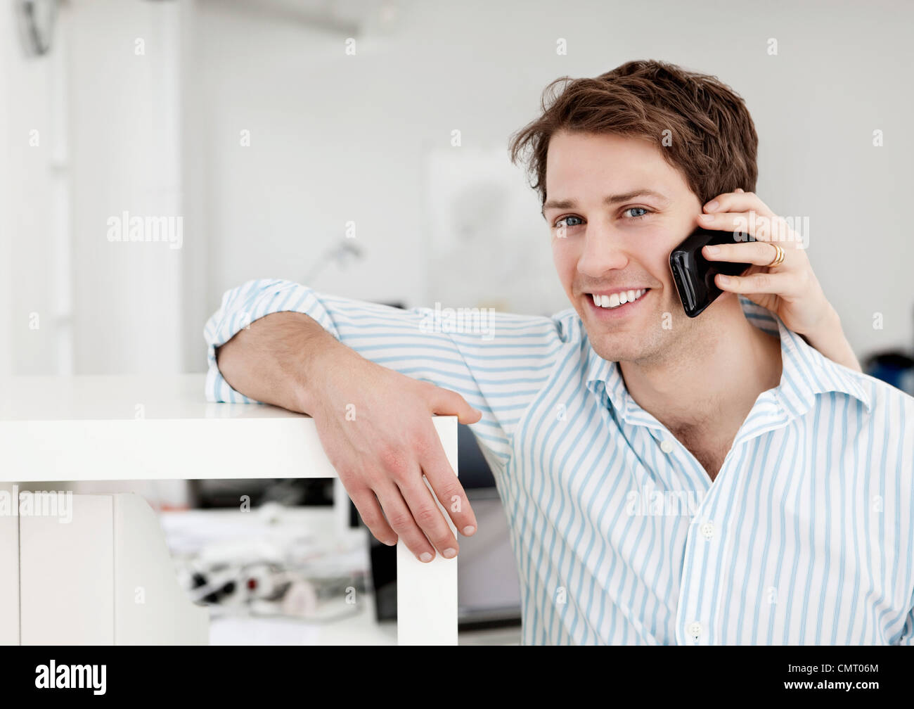 Man getting a helping hand holding the phone Stock Photo - Alamy