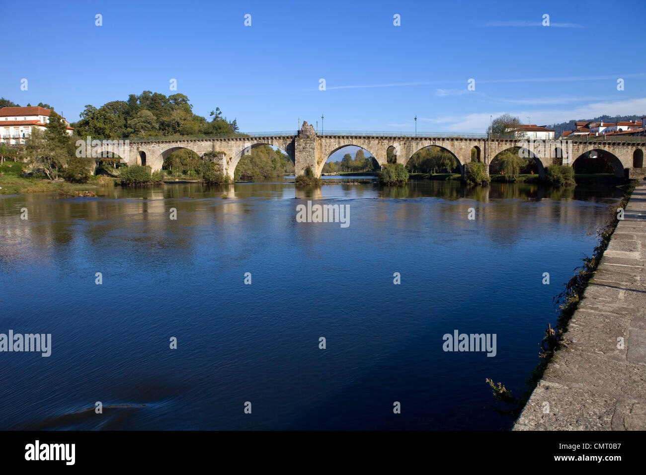 ancient roman bridge of Ponte da Barca in the north of Portugal Stock ...