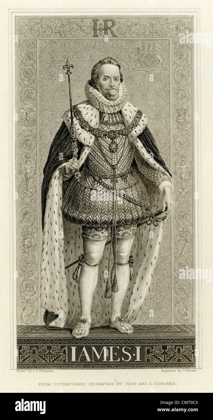 Portrait of King James I from the ppicture in the Palace of Westminster ...