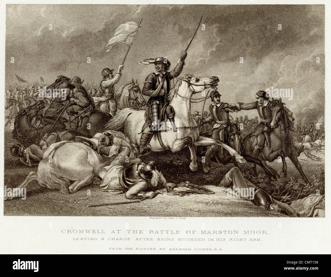 Oliver Cromwell at the Battle of Marston Moor, leading a charge after ...
