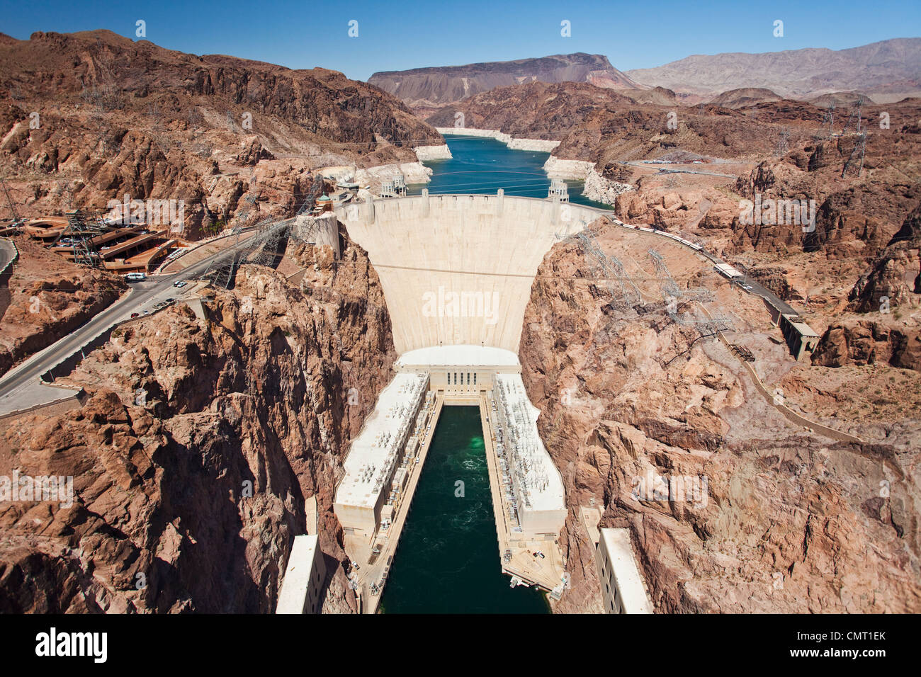 Hoover Dam and Lake Mead Black Canyon Colorado River View from above of ...
