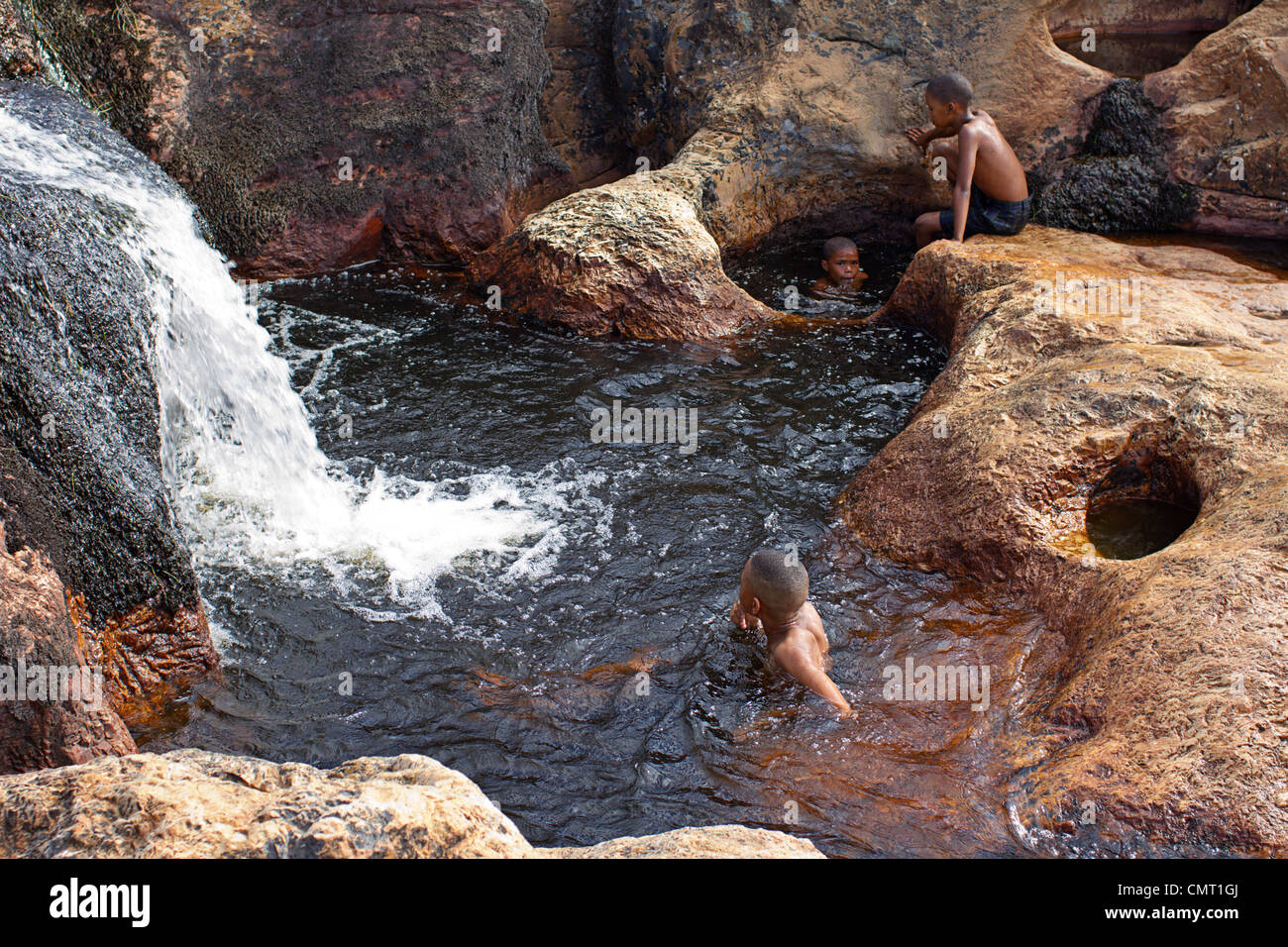 Children at a waterfall hi-res stock photography and images - Alamy