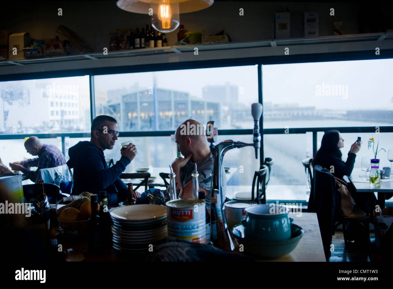 Bar-restaurant Kitchen-Market at then Port. Tel Aviv, Israel Stock ...
