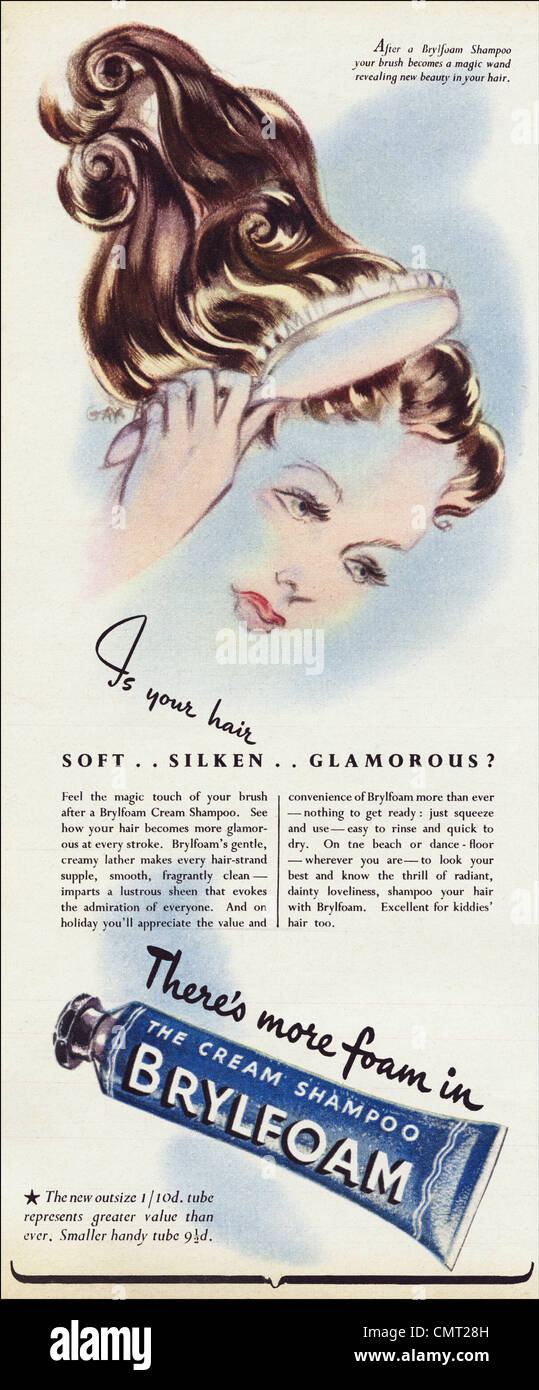 BRYLFOAM ladies cream shampoo advert Original advertisement from 1940s ...
