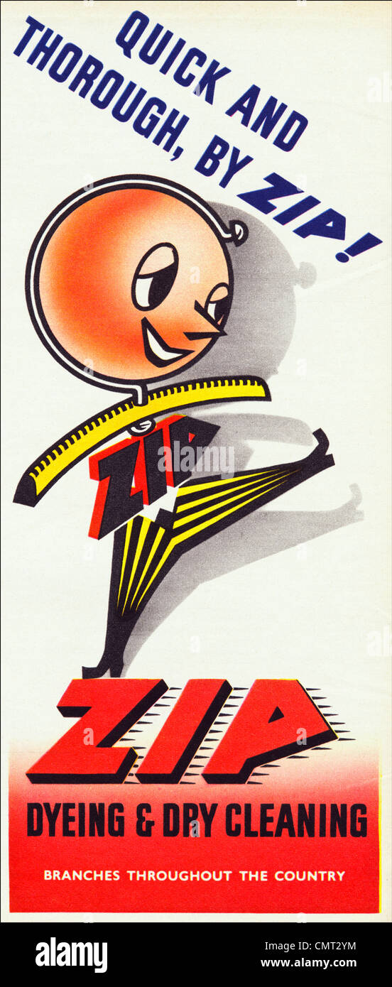 ZIP DYEING & DRY CLEANING advert Original advertisement from 1940s ...