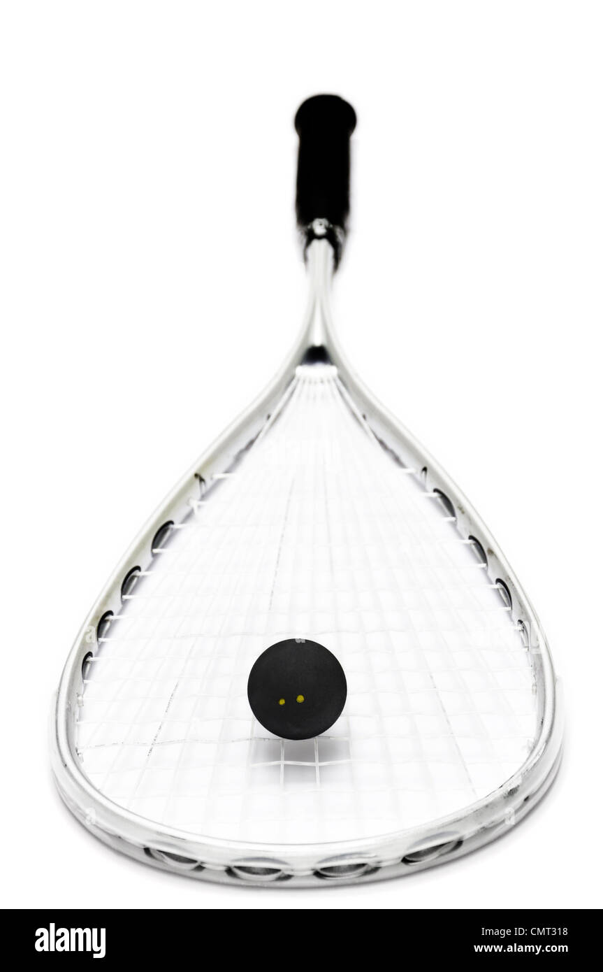 squash racket and ball over white background Stock Photo - Alamy