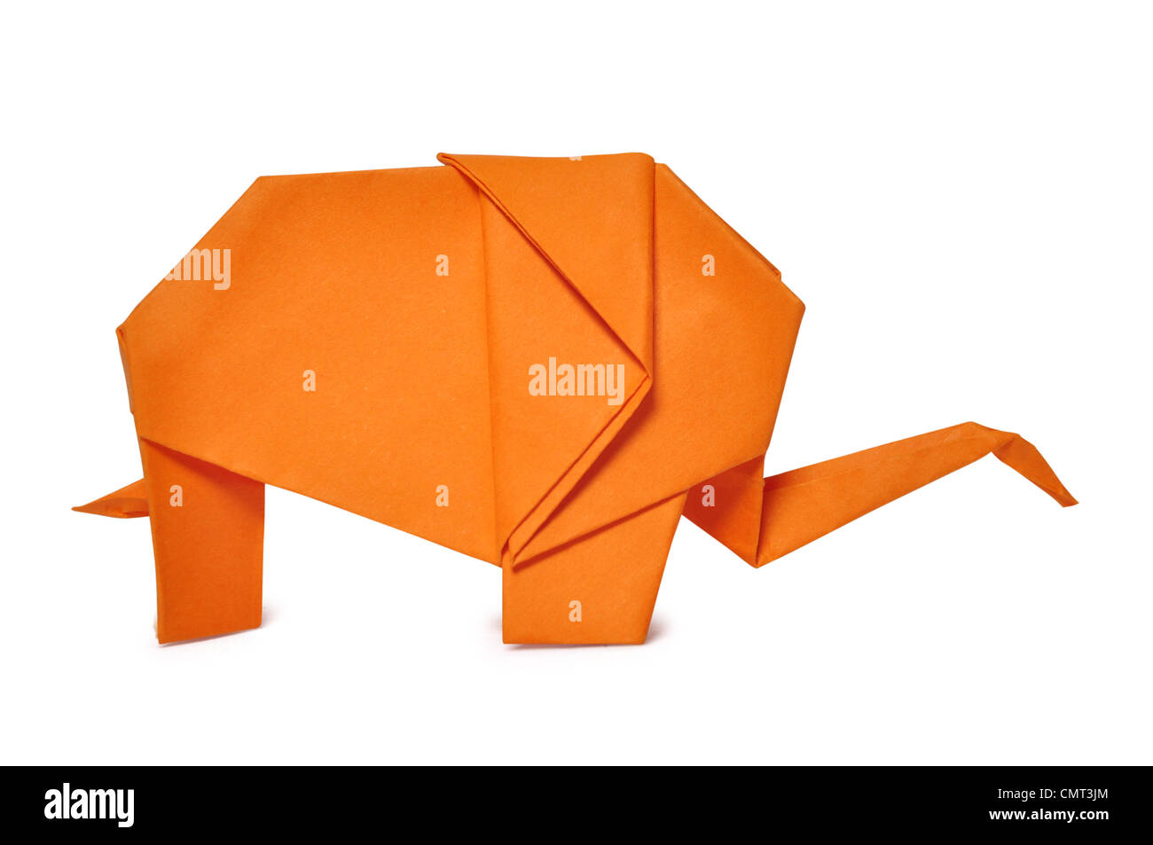 Origami elephant from orange paper isolated on white Stock Photo - Alamy