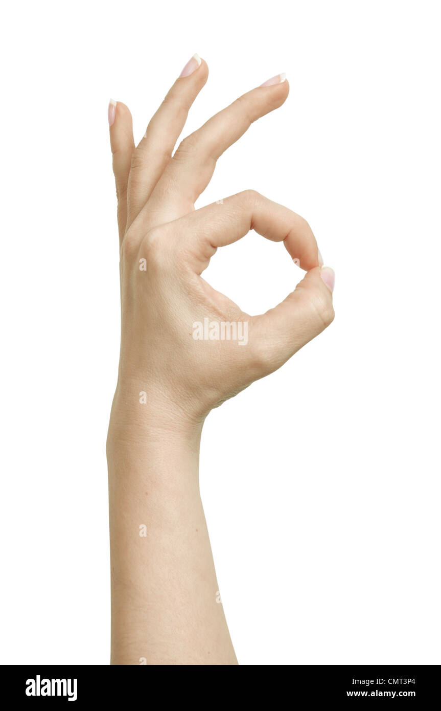 Hand OK sign isolated on white background Stock Photo - Alamy