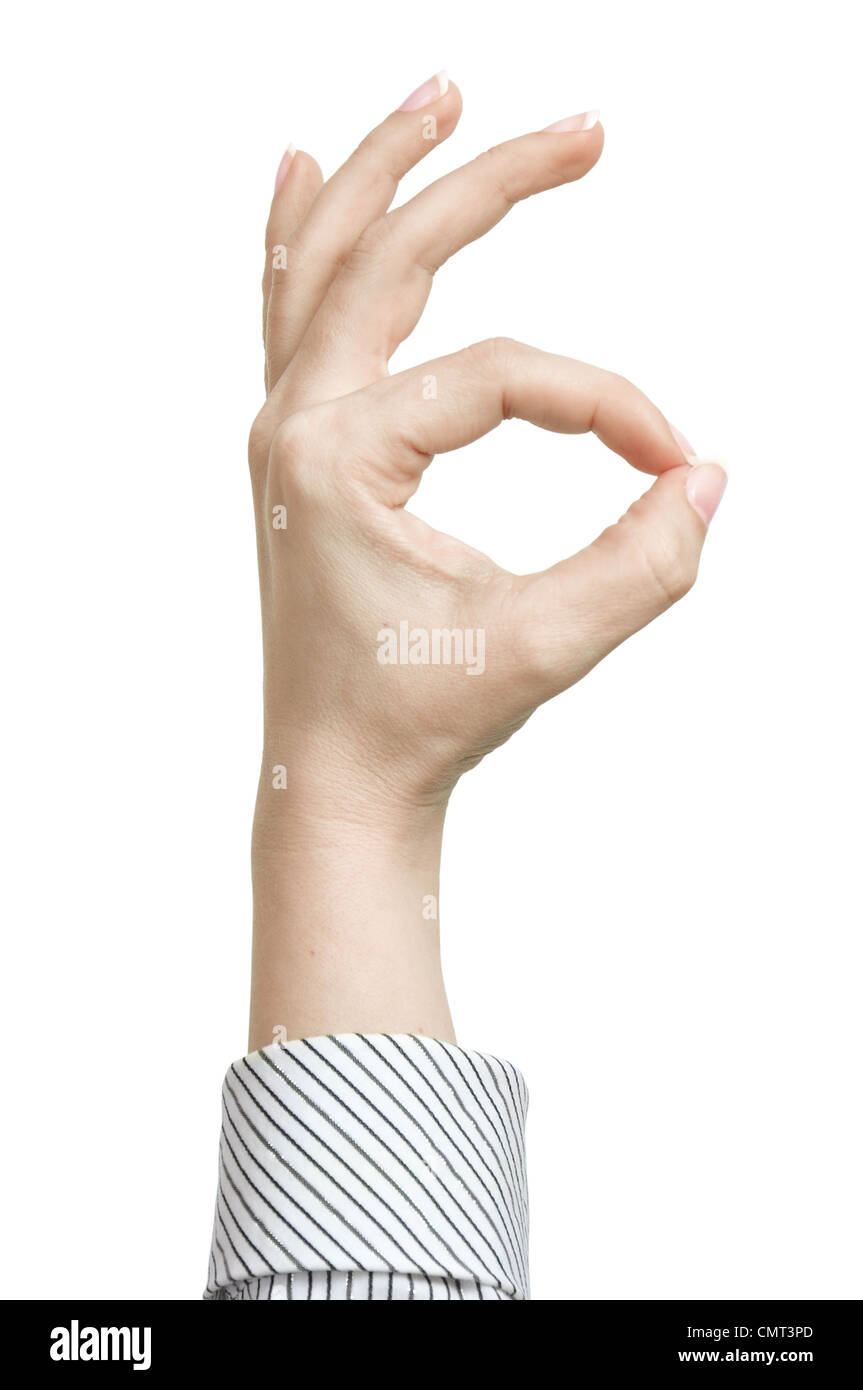 Ok! Hand sign isolated on white background Stock Photo - Alamy