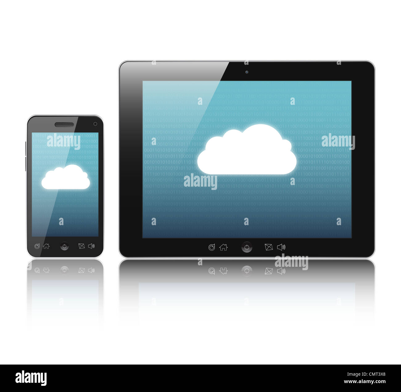 Cloud-computing connection on digital tablet pc and modern smart phone ...
