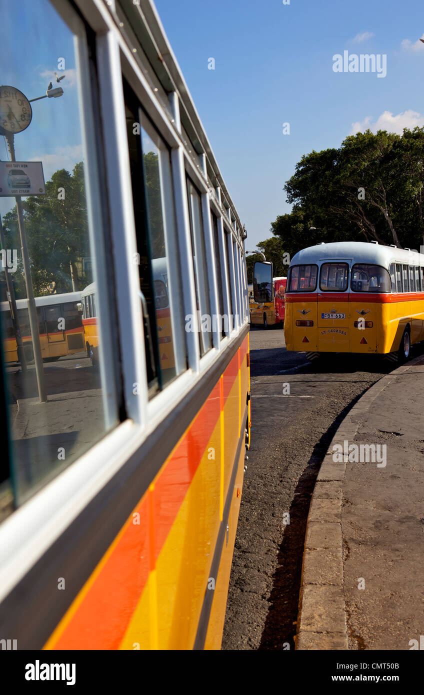 Yellow Leyland Bus in Malta Stock Photo - Alamy