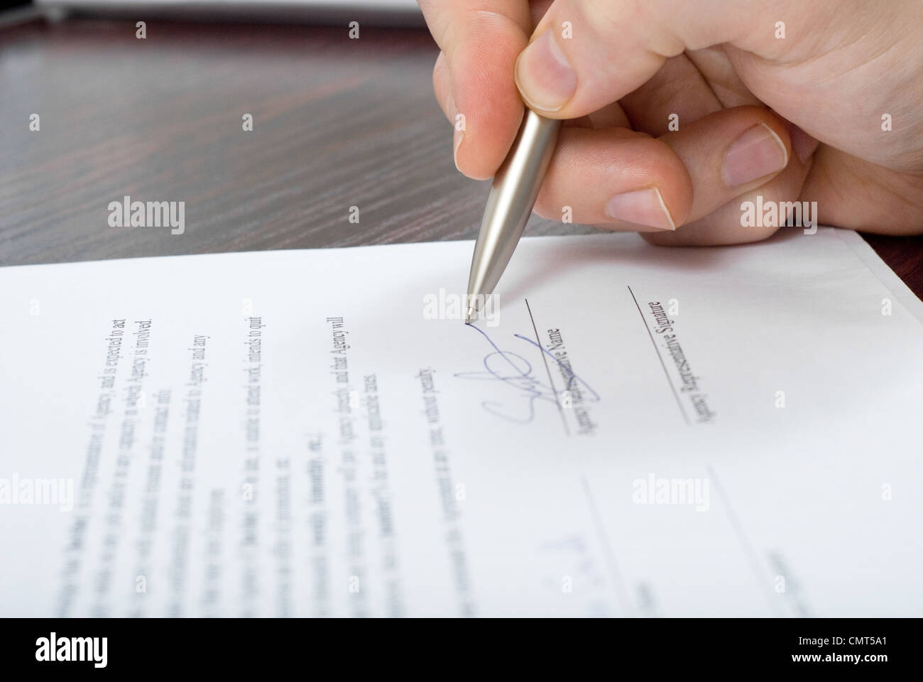 Close up shoot of signing some document Stock Photo - Alamy