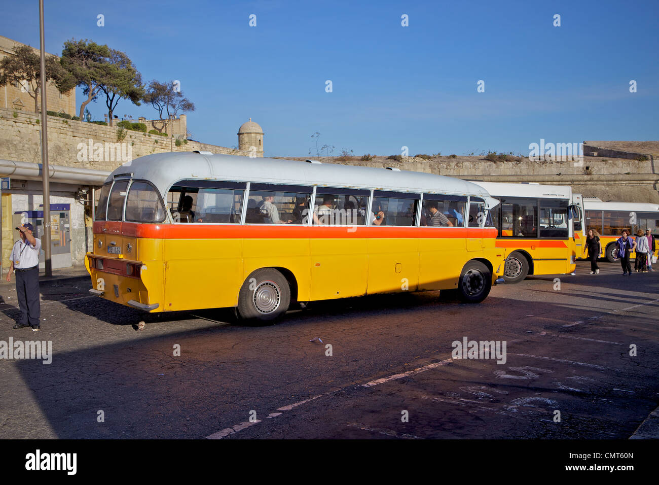 Yellow Leyland Bus in Malta Stock Photo - Alamy