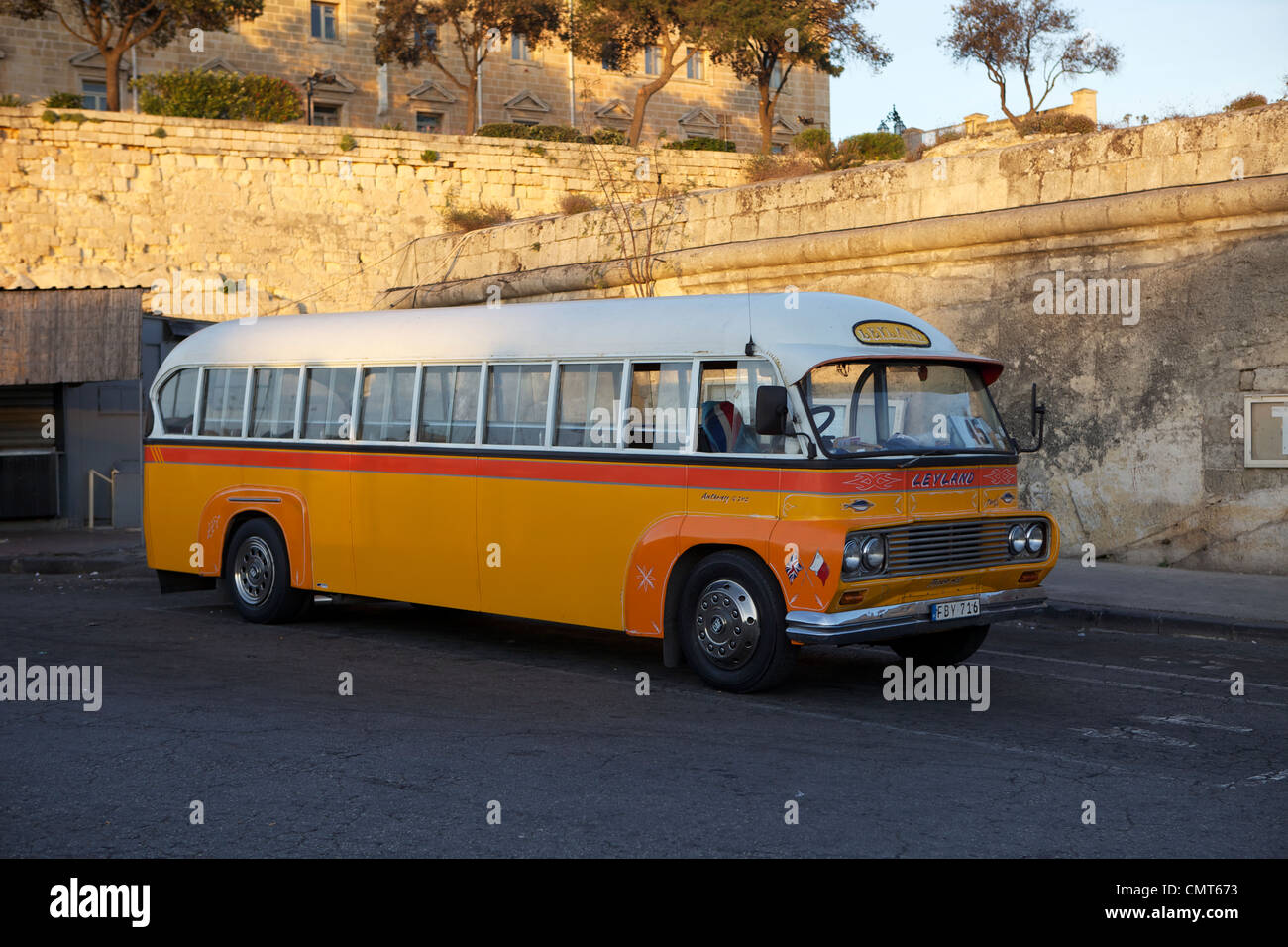 Yellow Leyland Bus in Malta Stock Photo - Alamy
