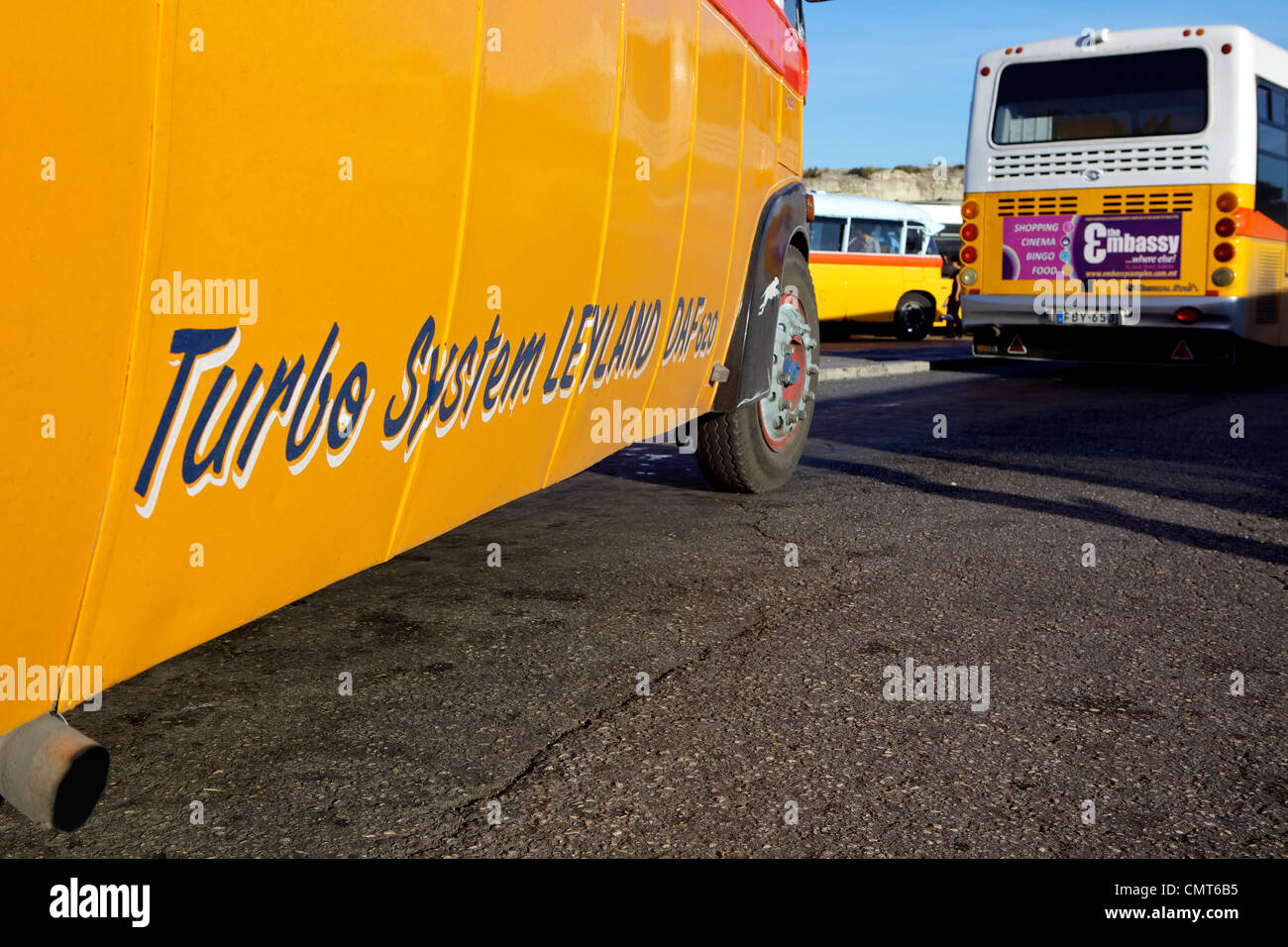 Yellow Leyland buses, Malta Stock Photo - Alamy