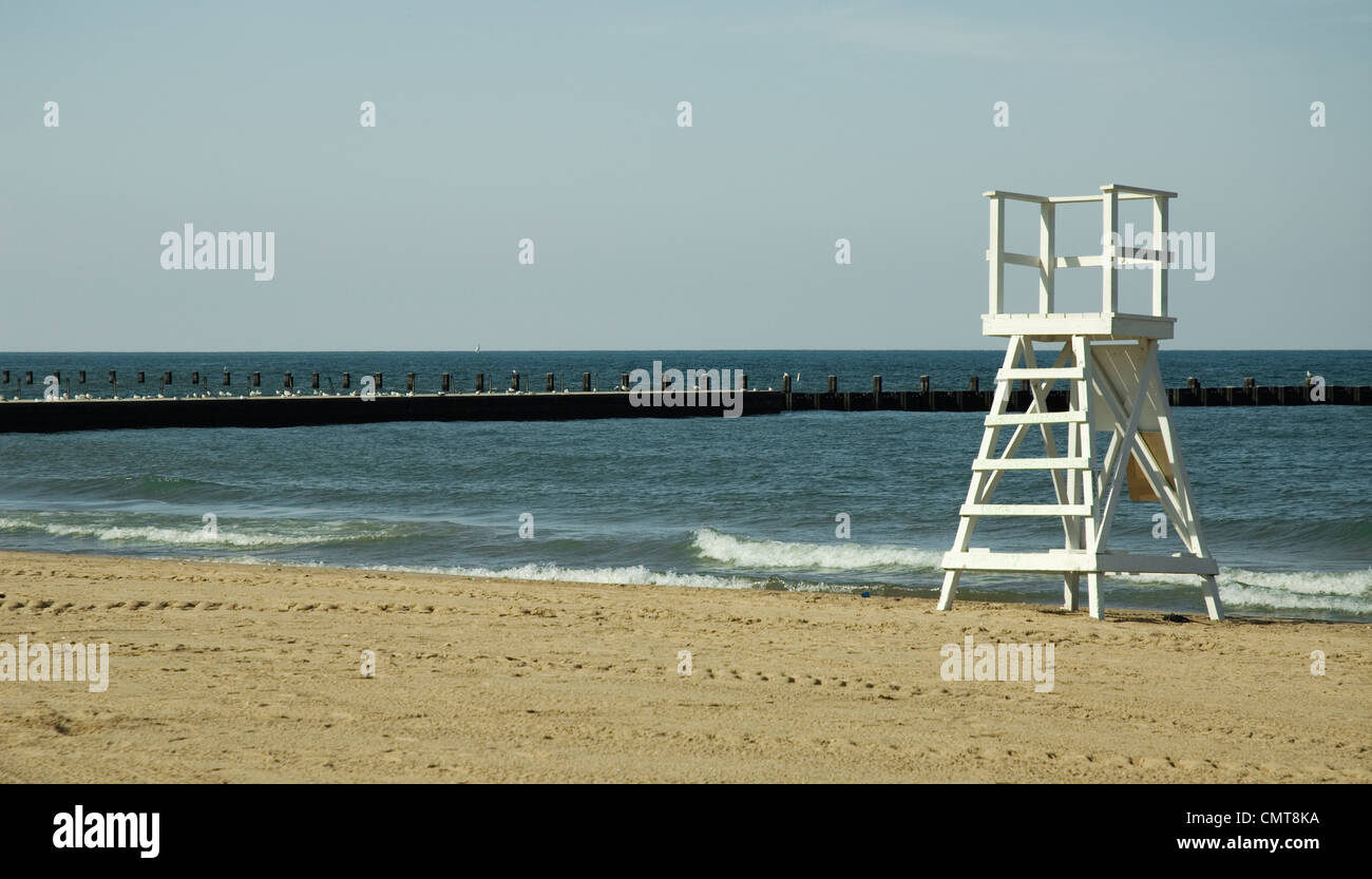 Lifeguard stand on the beach on Lake Michigan, Chicago, Illinois Stock ...