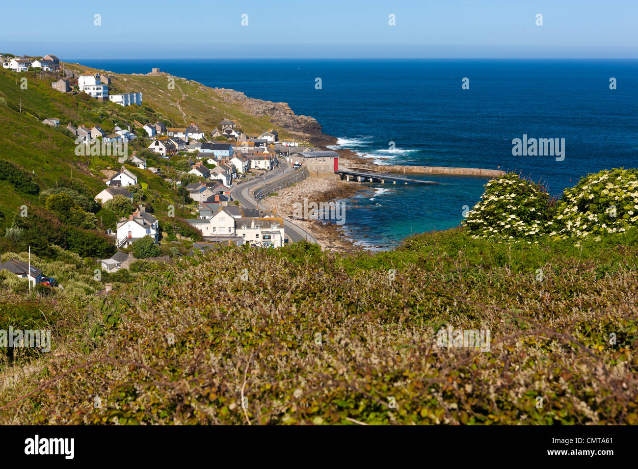 View over Sennen Cove, Penwith peninsula, Cornwall, England, UK, Europe ...