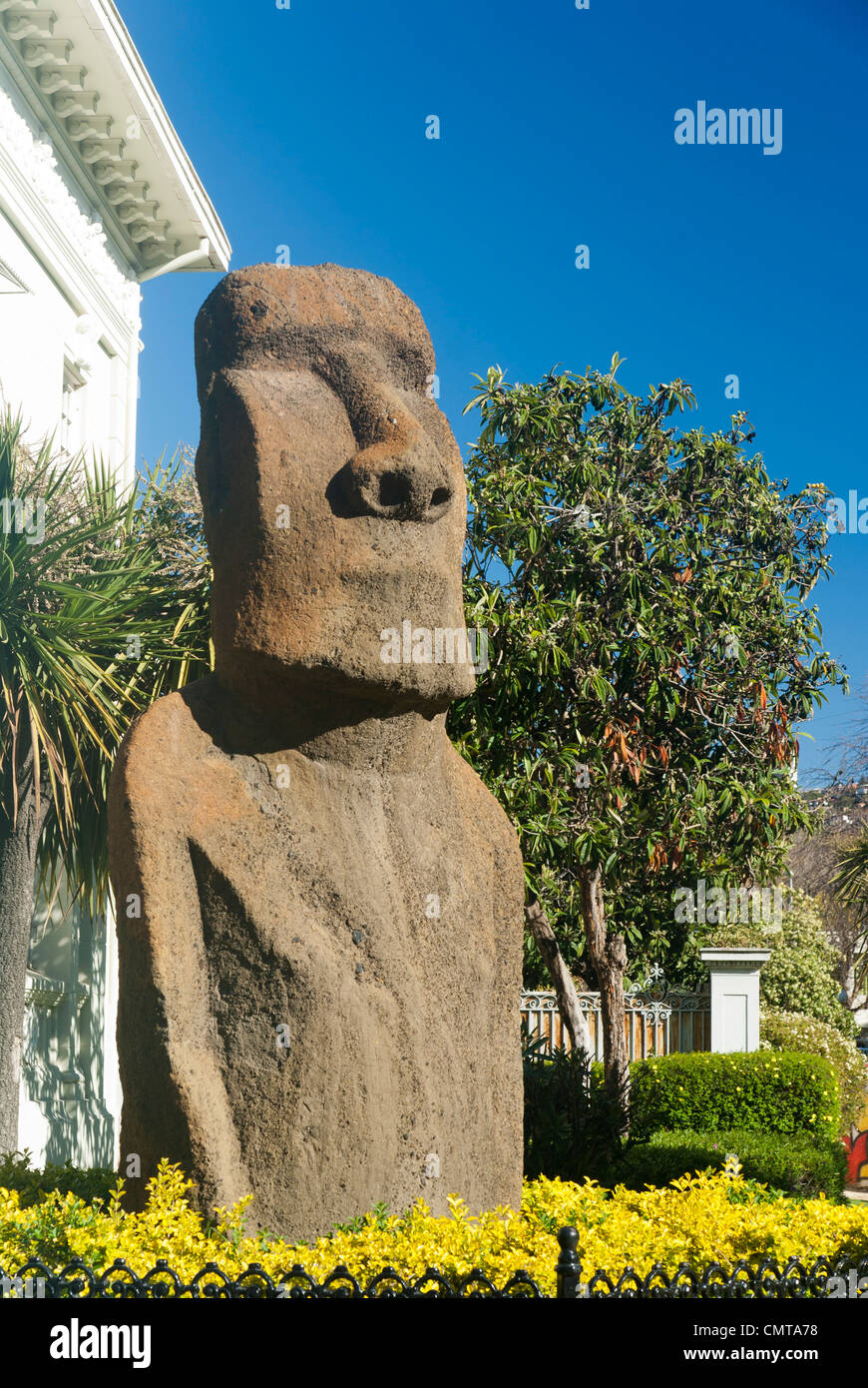 Moai statue (from the Easter Island) on the courtyard of the Fonck ...