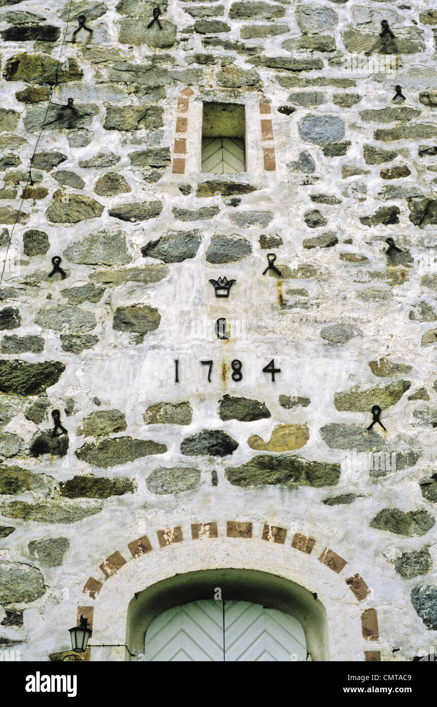 Architectural detail of the bell tower of the Church of Munsala in ...