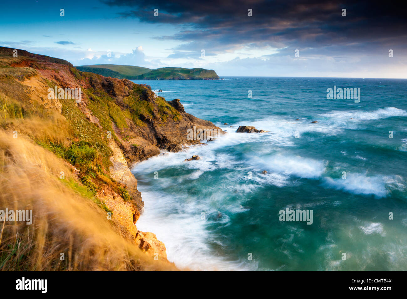The South West Coast Path along English Channel cliff towards Bolt Tail ...
