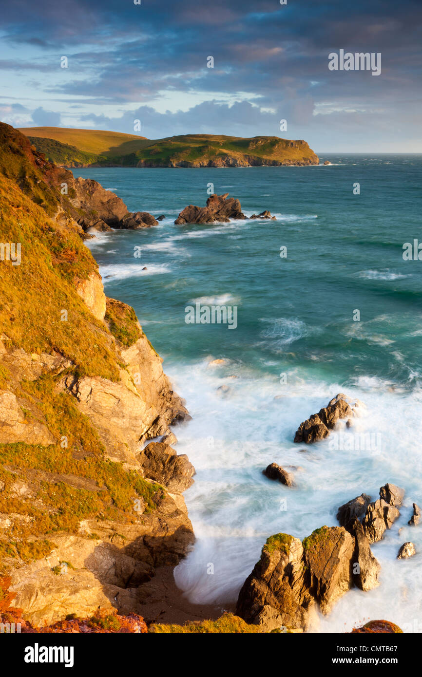 The South West Coast Path along English Channel cliff towards Bolt Tail ...