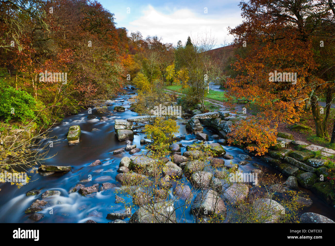 River Dart in autumn, Dartmoor National Park, Devon, South West England ...