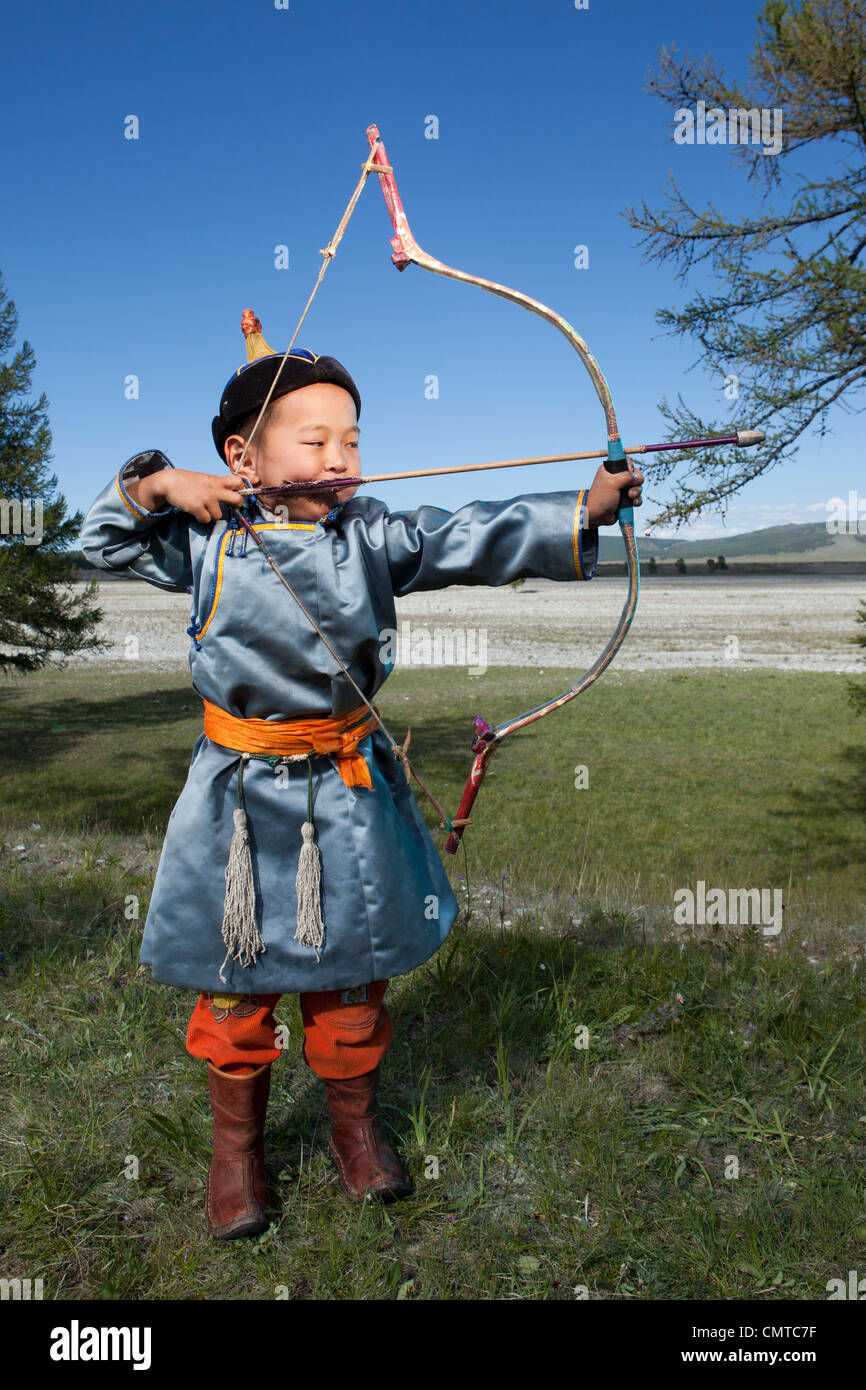 Small archer portrait, Khovsgol, Mongolia Stock Photo - Alamy