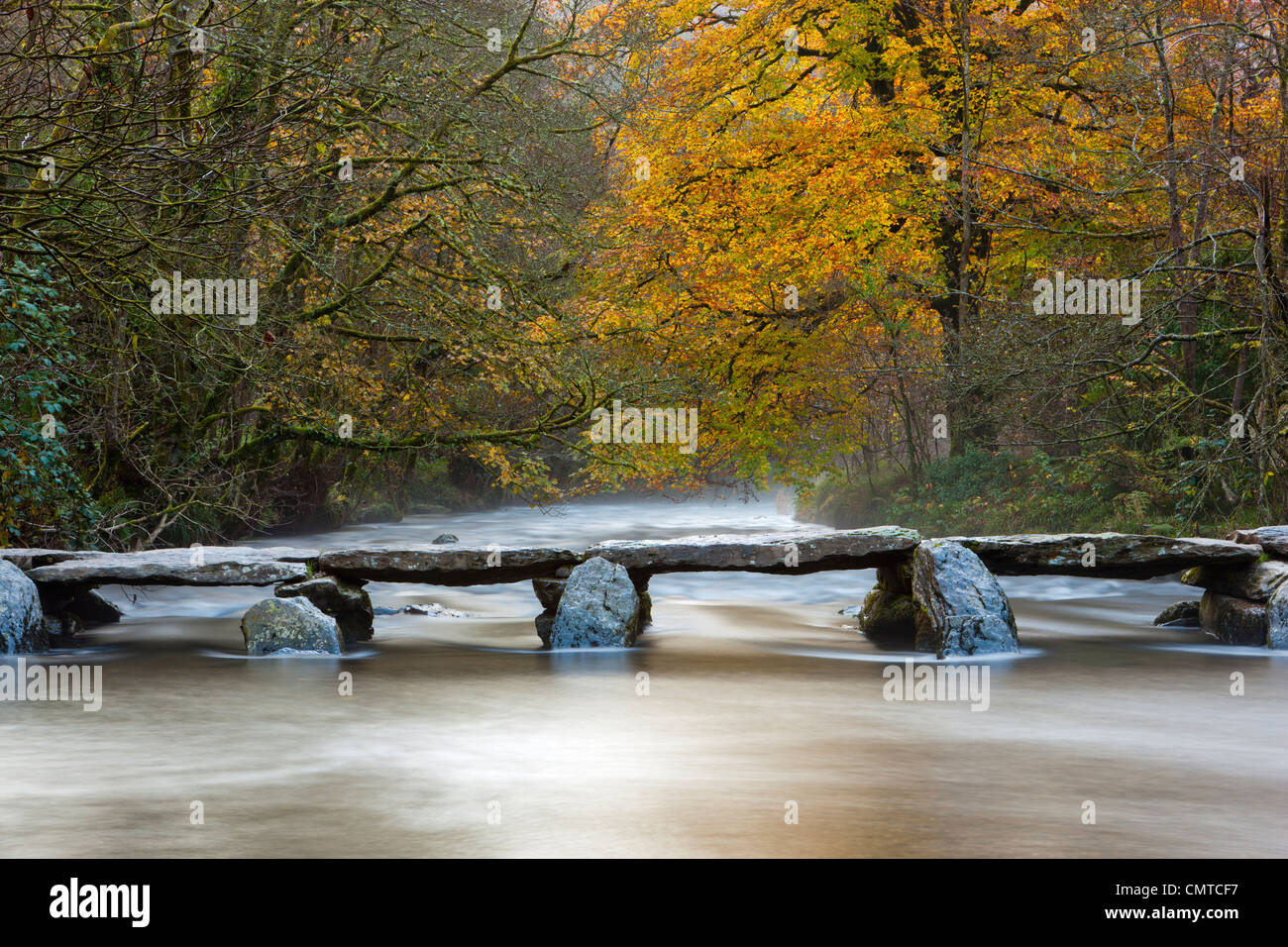 The Tarr Steps are a prehistoric clapper bridge across the River Barle ...