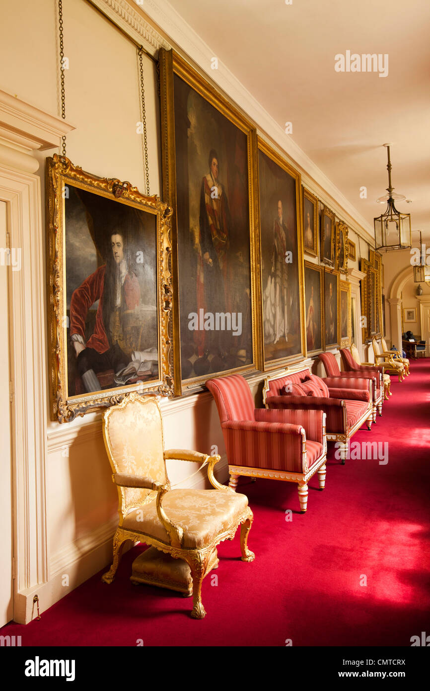 UK, England, Bedfordshire, Woburn Abbey interior, Duke’s Corridor ...