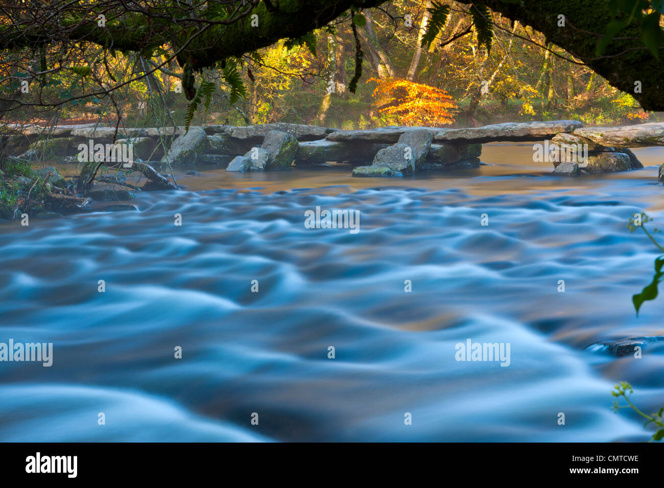 The Tarr Steps are a prehistoric clapper bridge across the River Barle ...