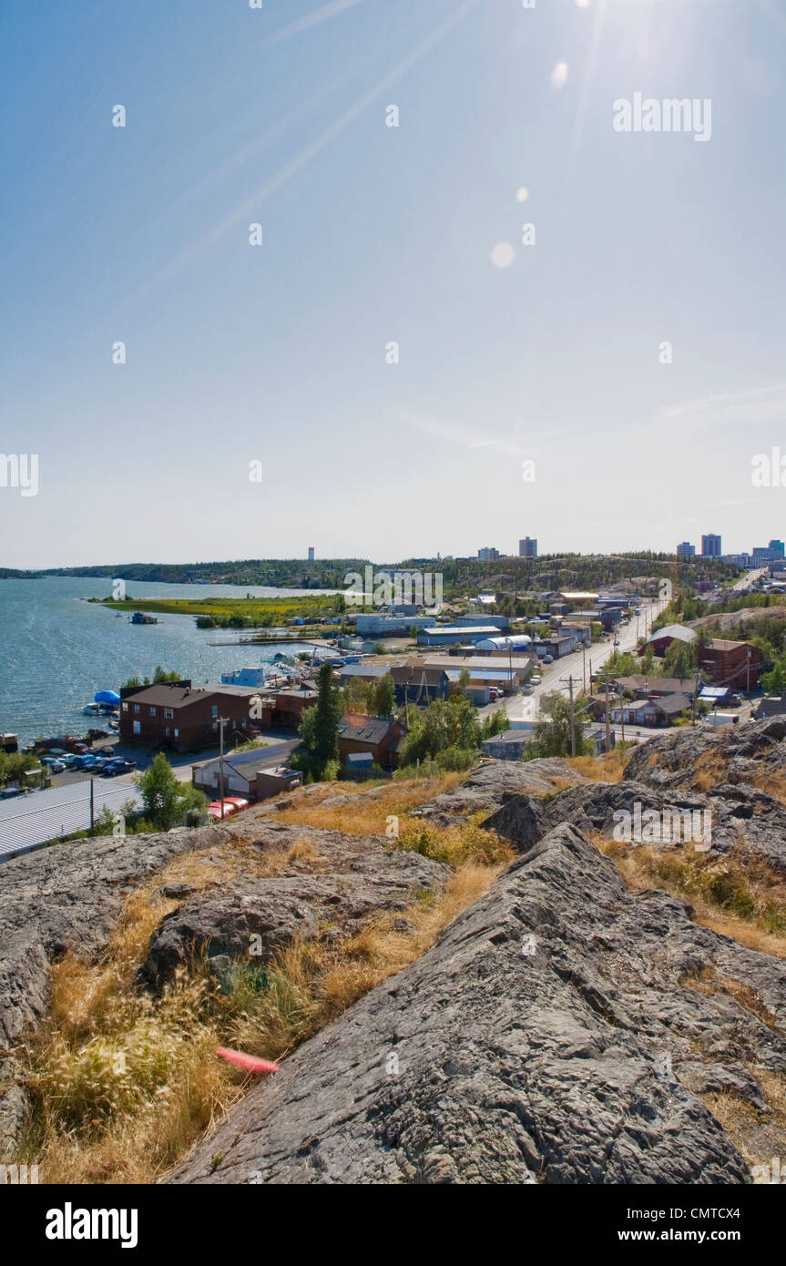 Overlooking Old Town and Great Slave Lake on Bush Pilots monument ...