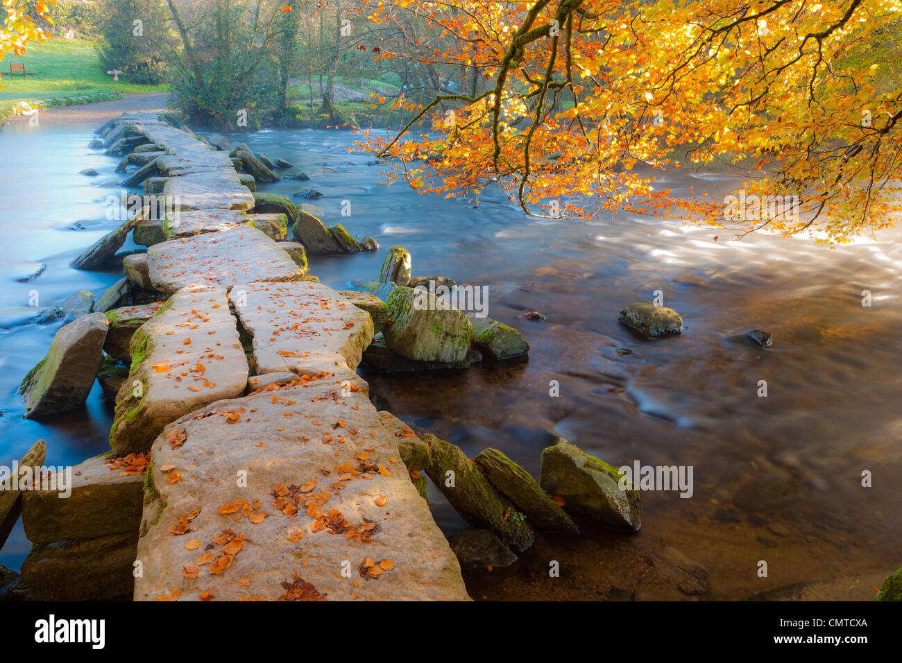 The Tarr Steps are a prehistoric clapper bridge across the River Barle ...