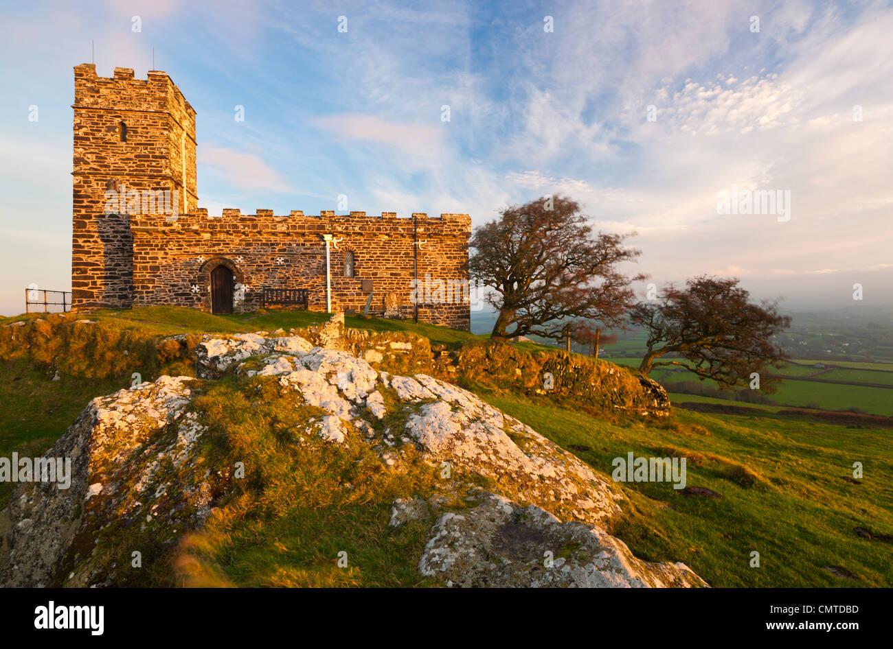 The Church of St Michael on Brent Tor on the edge of the Dartmoor ...
