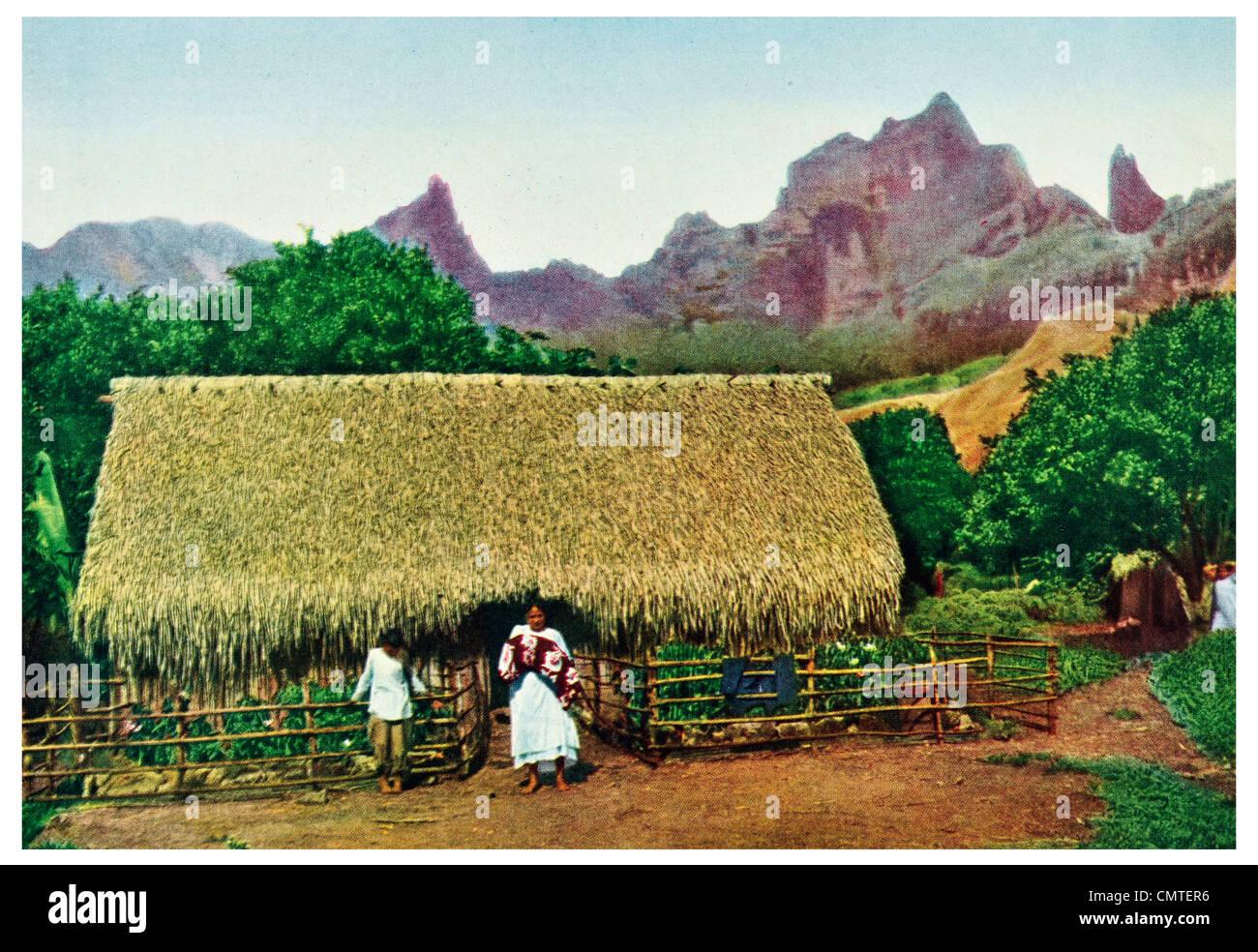 1925 Cheif's Home in Rapa Iti French Polynesia thatched long house ...