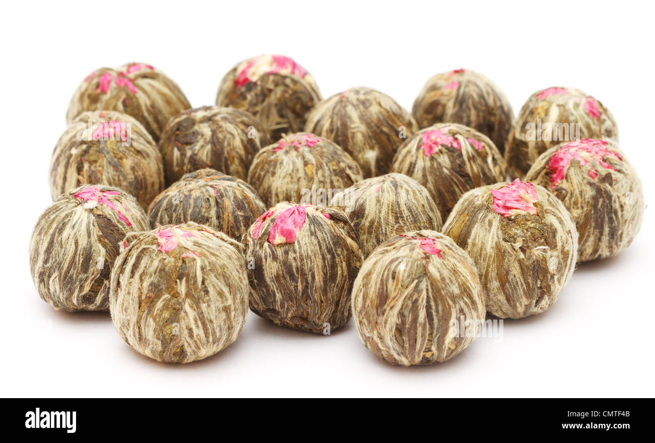 Chinese blooming tea isolated on white background Stock Photo - Alamy