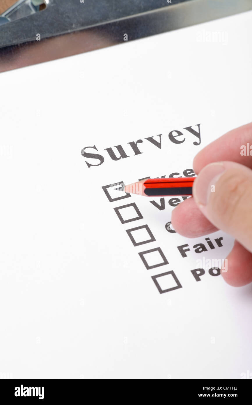 a Clipboard and questionnaire close up Stock Photo - Alamy