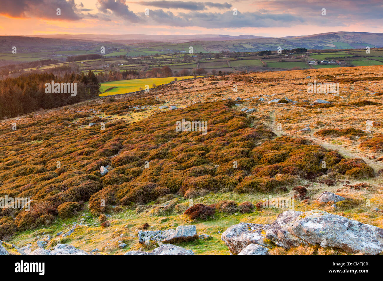 View over the Dartmoor National Park from Buckland Beacon, Buckland in ...