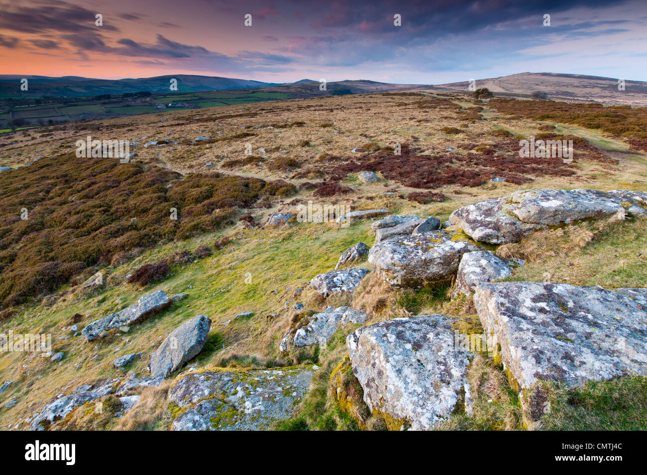 View over the Dartmoor National Park from Buckland Beacon, Buckland in ...
