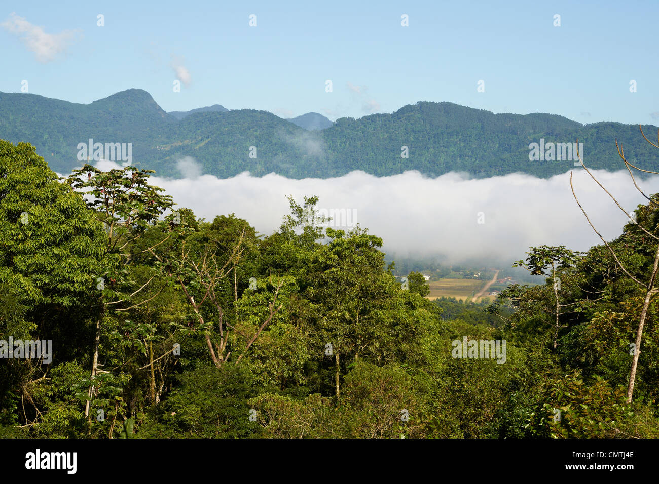 Low clouds over the valley Stock Photo - Alamy
