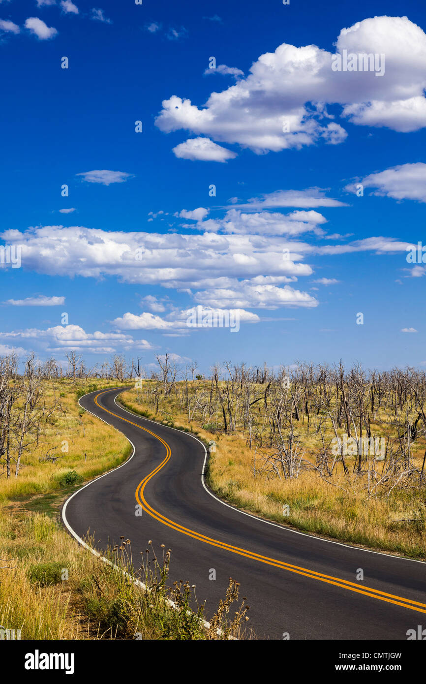 Empty winding road trough a barren landscape Stock Photo - Alamy