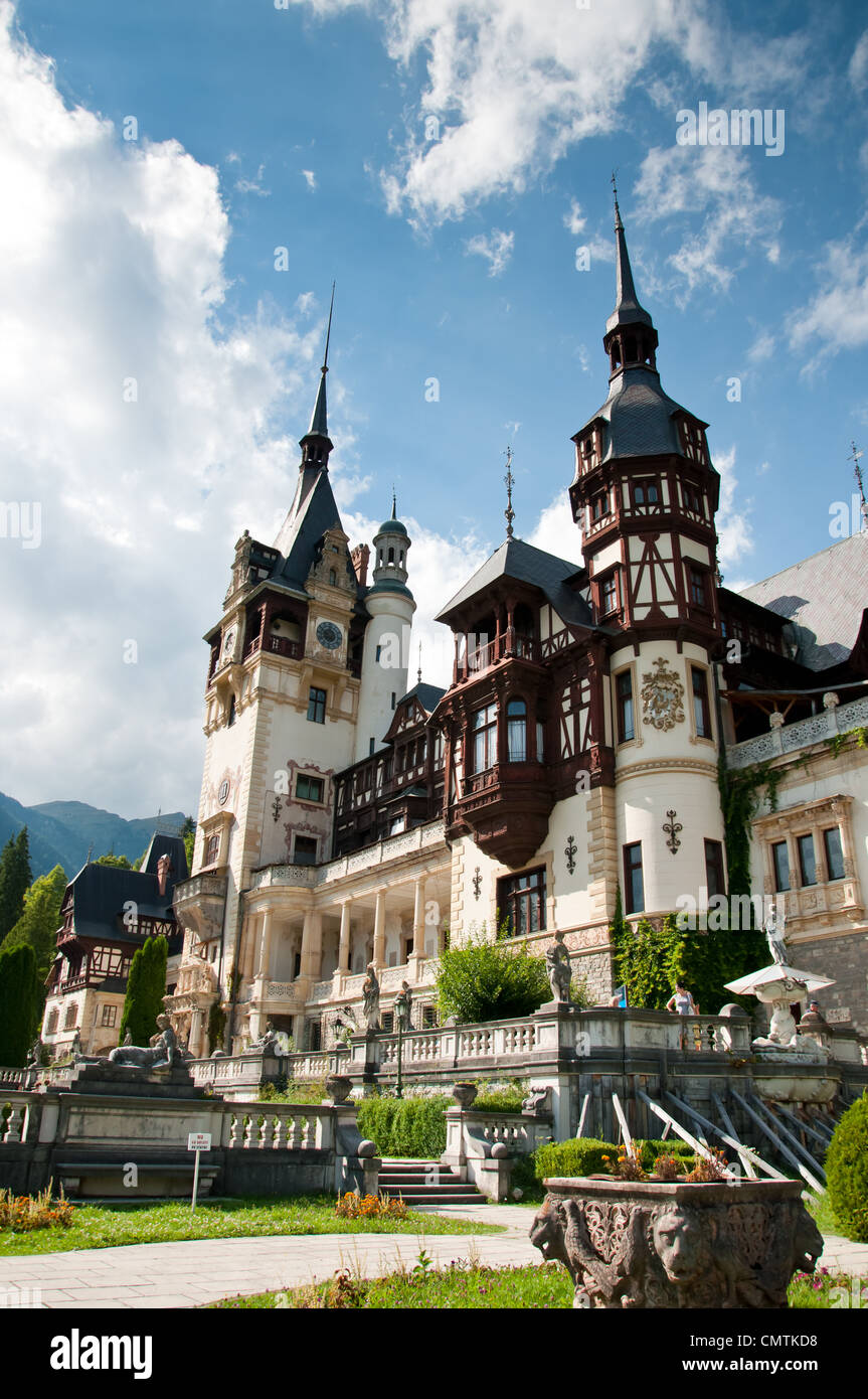 Beautiful castle of Peles in Romania. Idyllic royall castle in the ...