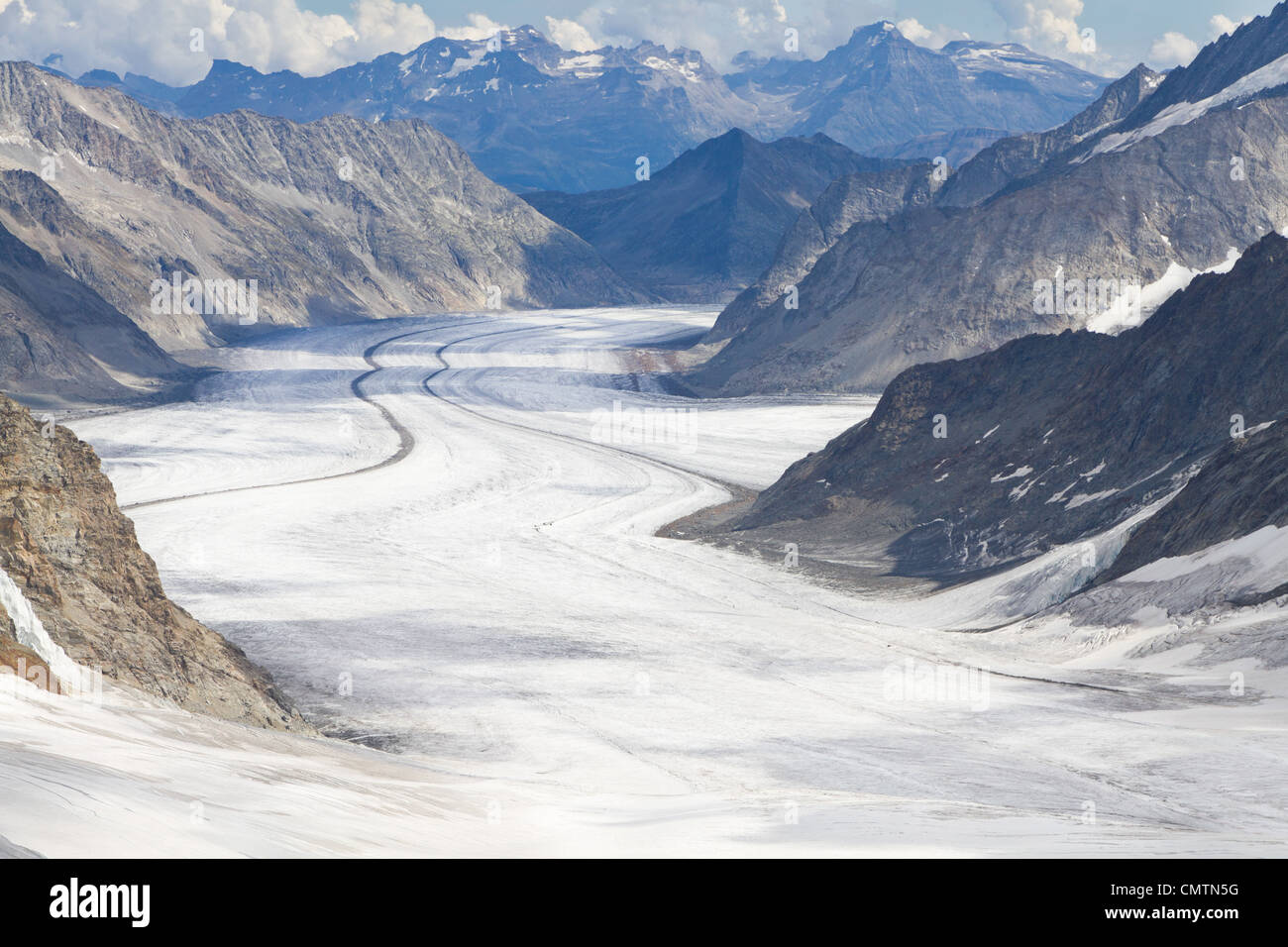 View above great Aletsch glacier seen from Jungfraujoch, Switzerland ...