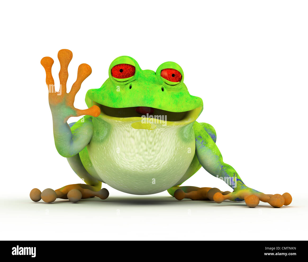Happy smiling toon frog saying hi. On white Stock Photo - Alamy