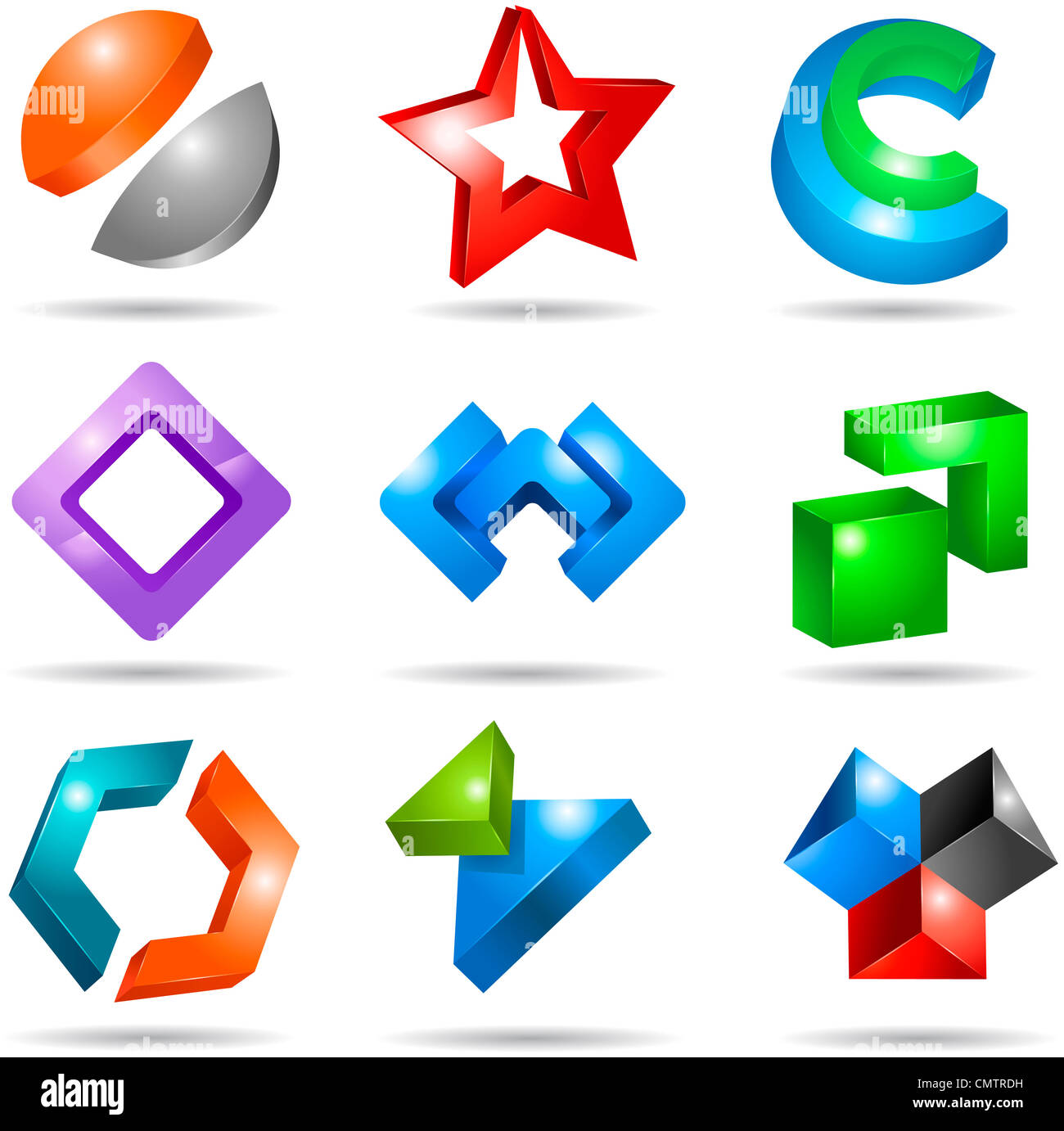 set of 3d icons or logos designs for branding Stock Photo - Alamy