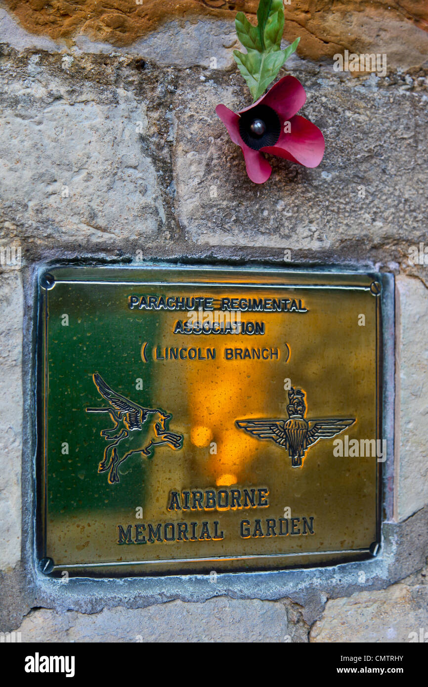 Parachute Regiment memorial next to Lincoln Castle with a poppy fixed ...